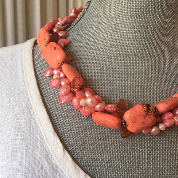 "Handmade" | Jewelry | Pink Magnesite Pearls Glass Crystals Necklace ...